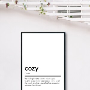 Cozy Definition, Printable Wall Art, Cozy Poster, Cozy Quote, Cozy ...