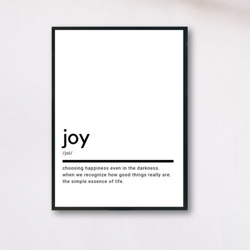 Joy Definition Printable Wall Art Joy Poster Joy Quote Joy | Etsy