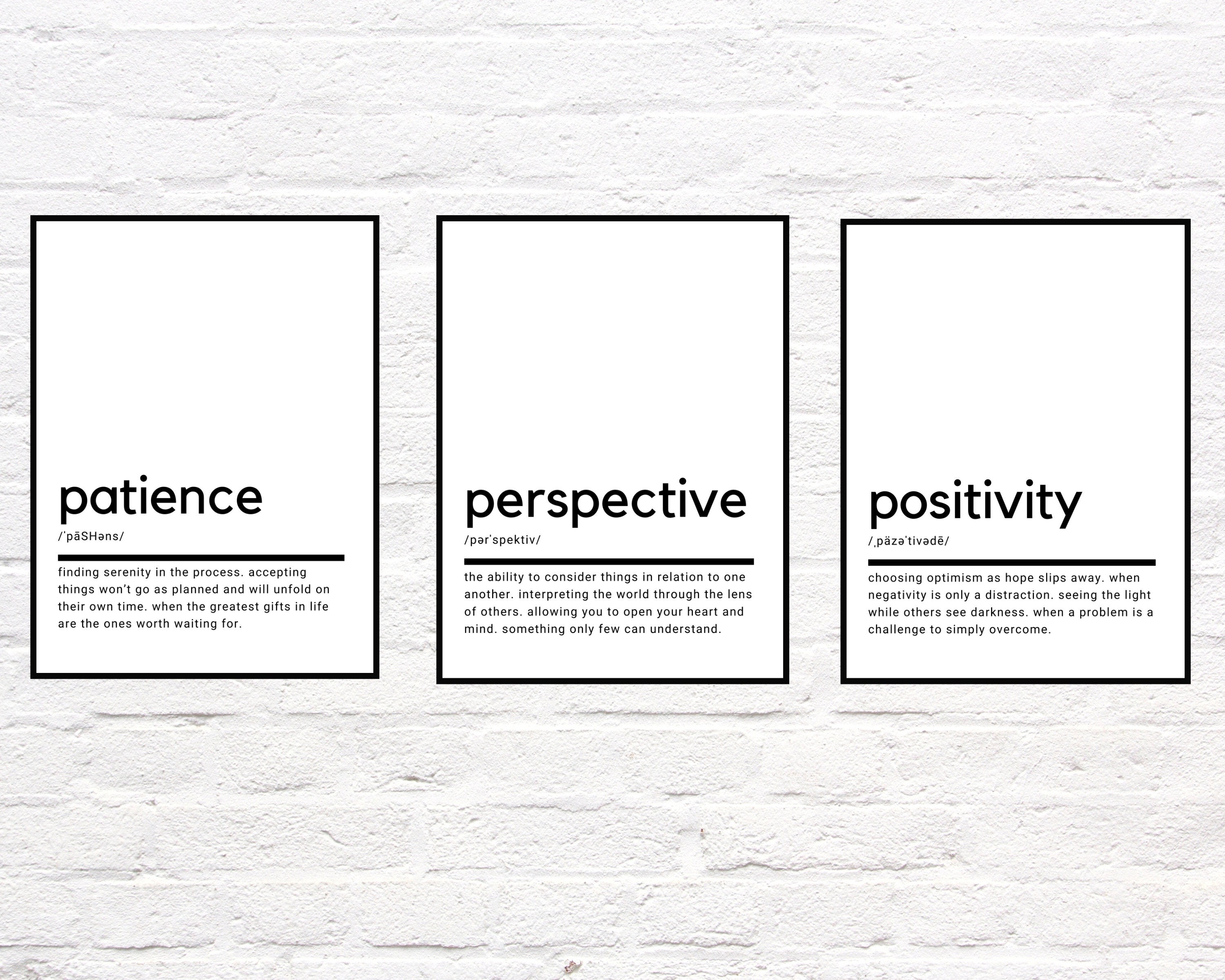 Printable Wall Art Set of 3 Patience Perspective and | Etsy
