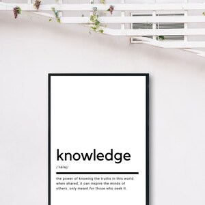 Knowledge Definition, Printable Wall Art, Knowledge Poster, Knowledge ...