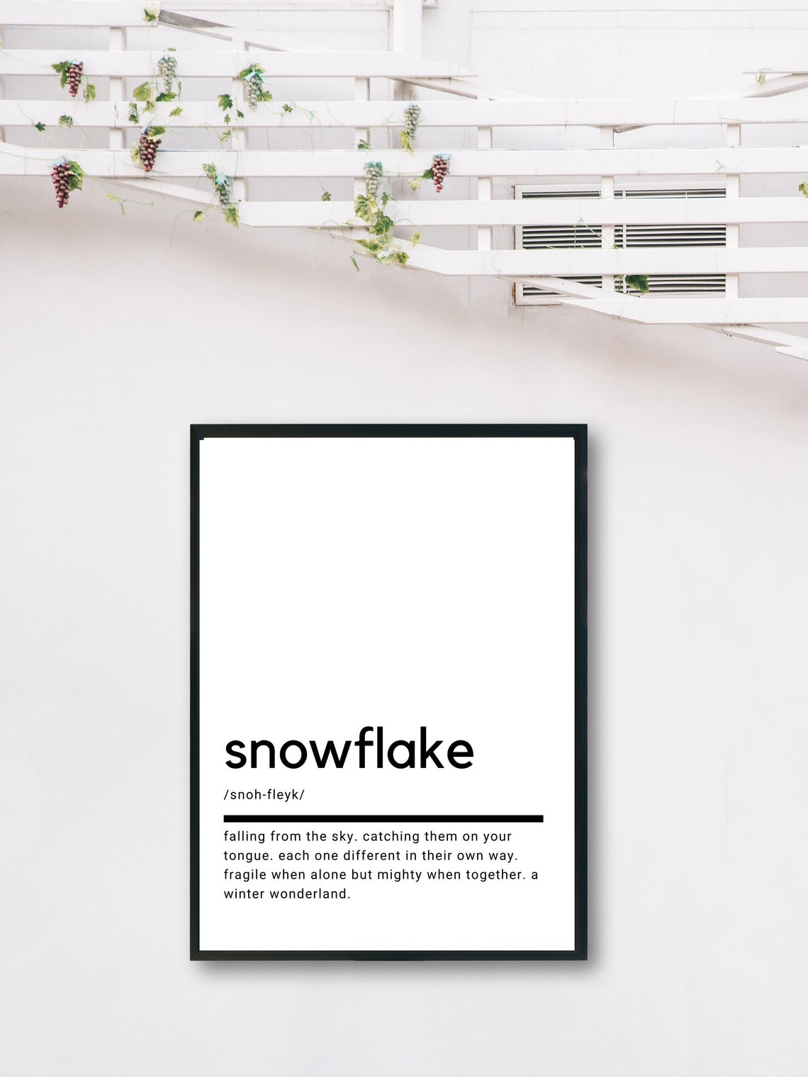 Snowflake Definition Printable Wall Art Snowflake Poster | Etsy
