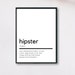 Hipster Definition Printable Wall Art Hipster Print Funny - Etsy