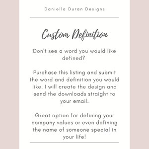 Customized Word & Definition, Printable Wall Art, Poster, Quote ...