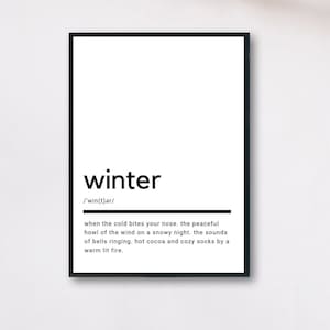 Winter Definition, Printable Wall Art, Winter Poster, Winter Quote ...