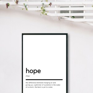 Hope Definition, Printable Wall Art, Hope Print, Hope Printable, Hope ...