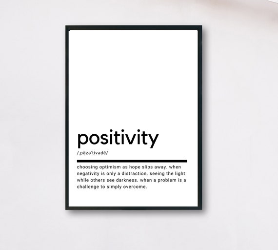 Positivity Definition Printable Wall Art Positivity Poster | Etsy