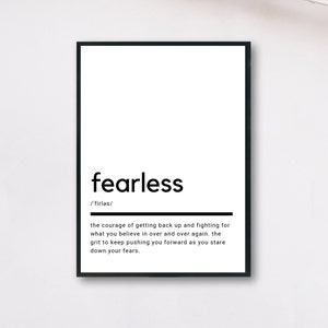 Fearless Definition, Printable Wall Art, Fearless Print, Fearless ...