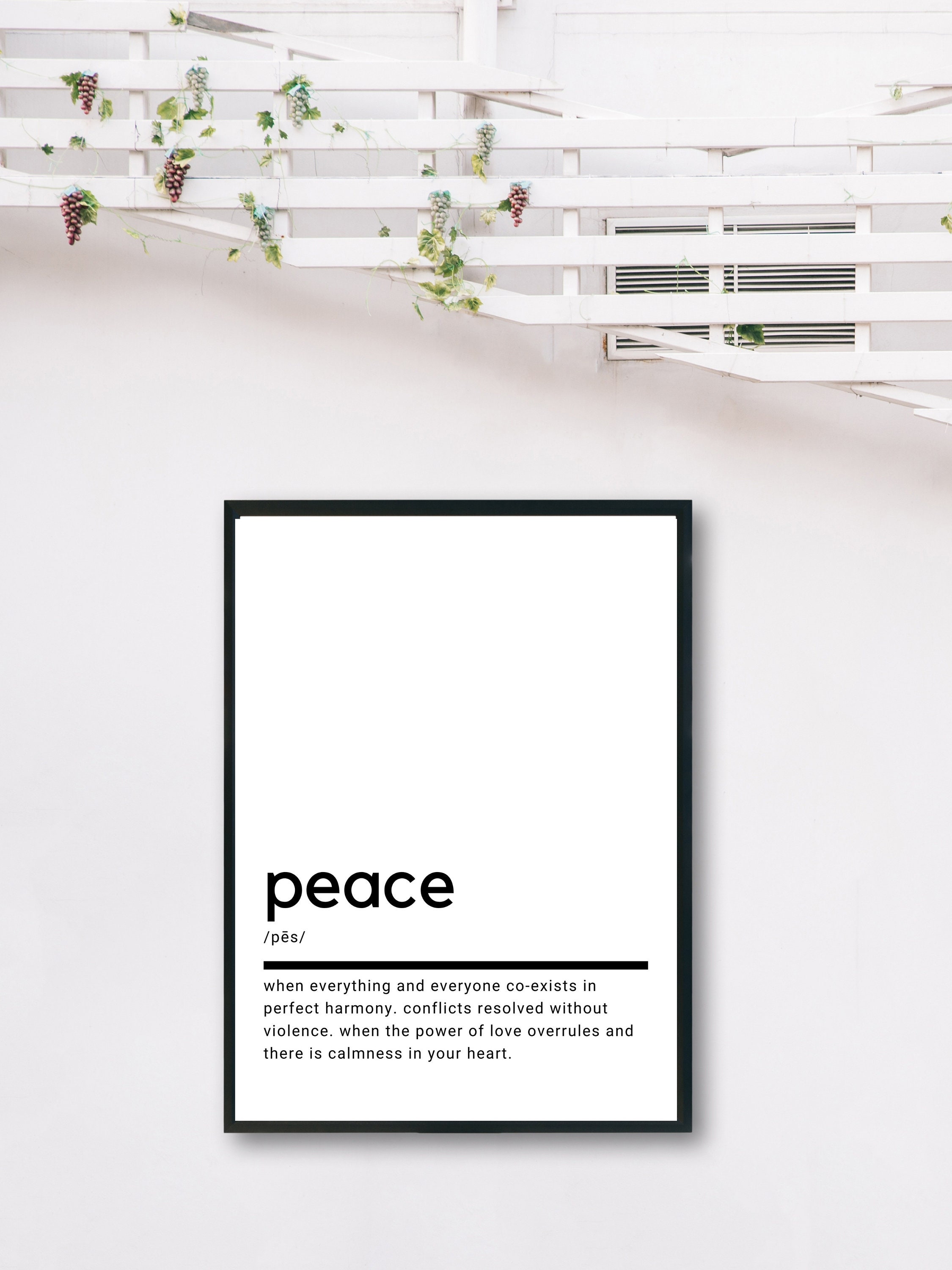Peace Definition Printable Wall Art Peace Poster Peace | Etsy