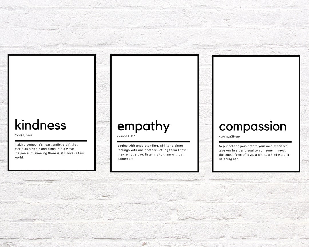 Printable Wall Art Set of 3 | Kindness, Empathy and Compassion ...