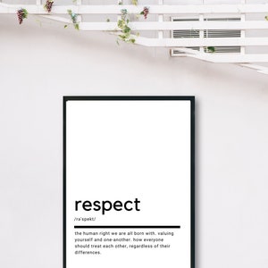 Respect Definition, Printable Wall Art, Respect Poster, Respect Quote ...