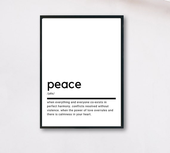 Peace Definition Printable Wall Art Peace Poster Peace - Etsy
