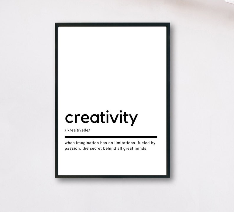 Creativity Definition Printable Wall Art Creativity Poster | Etsy