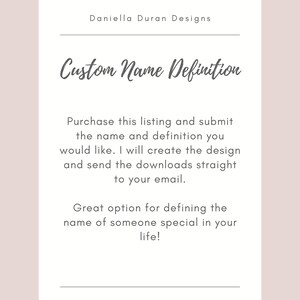 Customized Name & Definition, Printable Wall Art, Poster, Quote ...