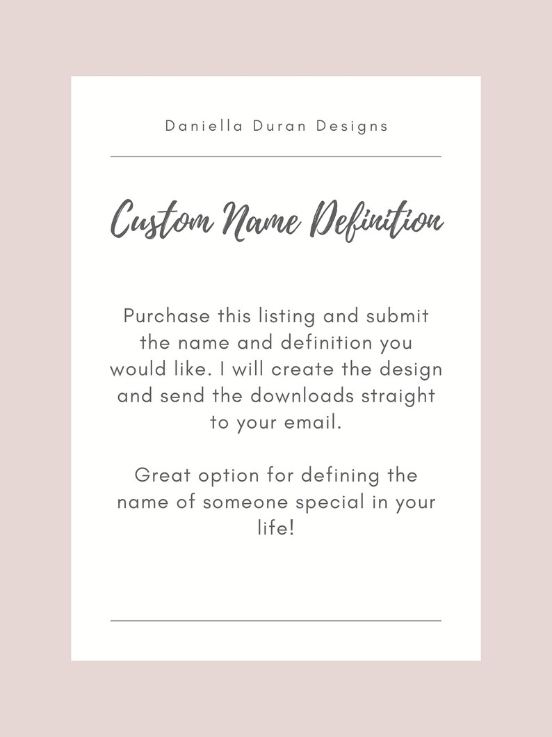 Customized Name & Definition Printable Wall Art Poster - Etsy