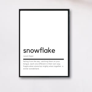 Snowflake Definition, Printable Wall Art, Snowflake Poster, Snowflake ...