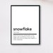 Snowflake Definition Printable Wall Art Snowflake Poster | Etsy