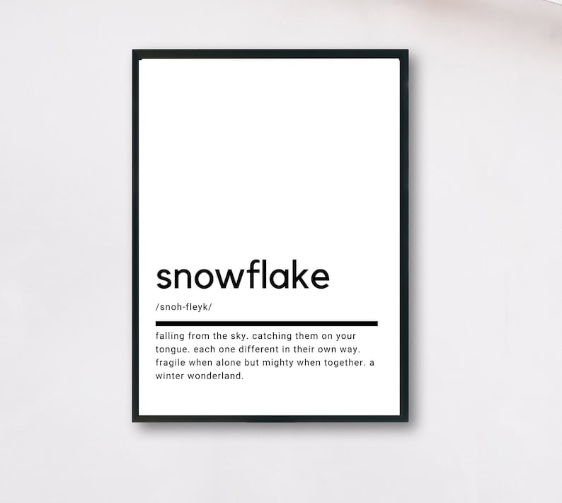 Snowflake Definition Printable Wall Art Snowflake Poster | Etsy