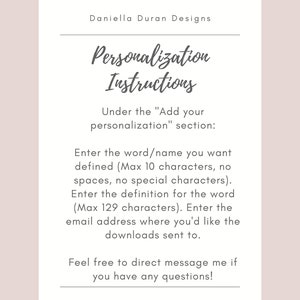 Customized Word & Definition, Printable Wall Art, Poster, Quote ...