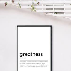 Greatness Definition, Printable Wall Art, Greatness Poster, Greatness ...
