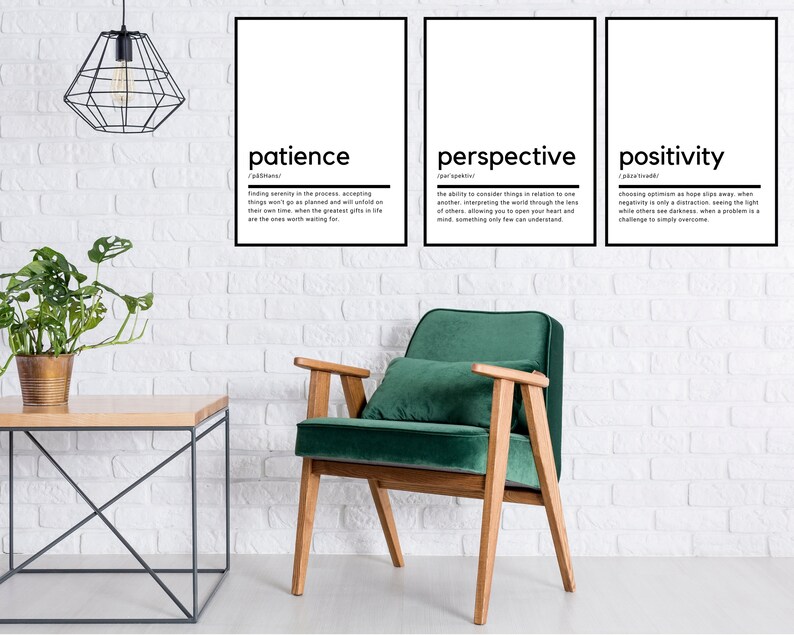 Printable Wall Art Set of 3 Patience Perspective and | Etsy