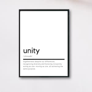 Unity Definition, Printable Wall Art, Unity Poster, Unity Quote, Unity ...
