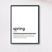 Spring Definition, Printable Wall Art, Spring Poster, Spring Quote ...