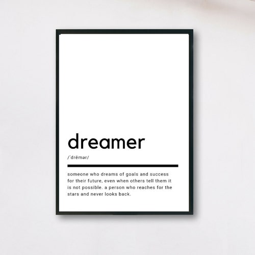 Dreamer Definition Printable Wall Art Dreamer Print Dreamer - Etsy