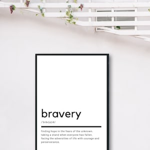 Bravery Definition, Printable Wall Art, Bravery Poster, Bravery Quote ...