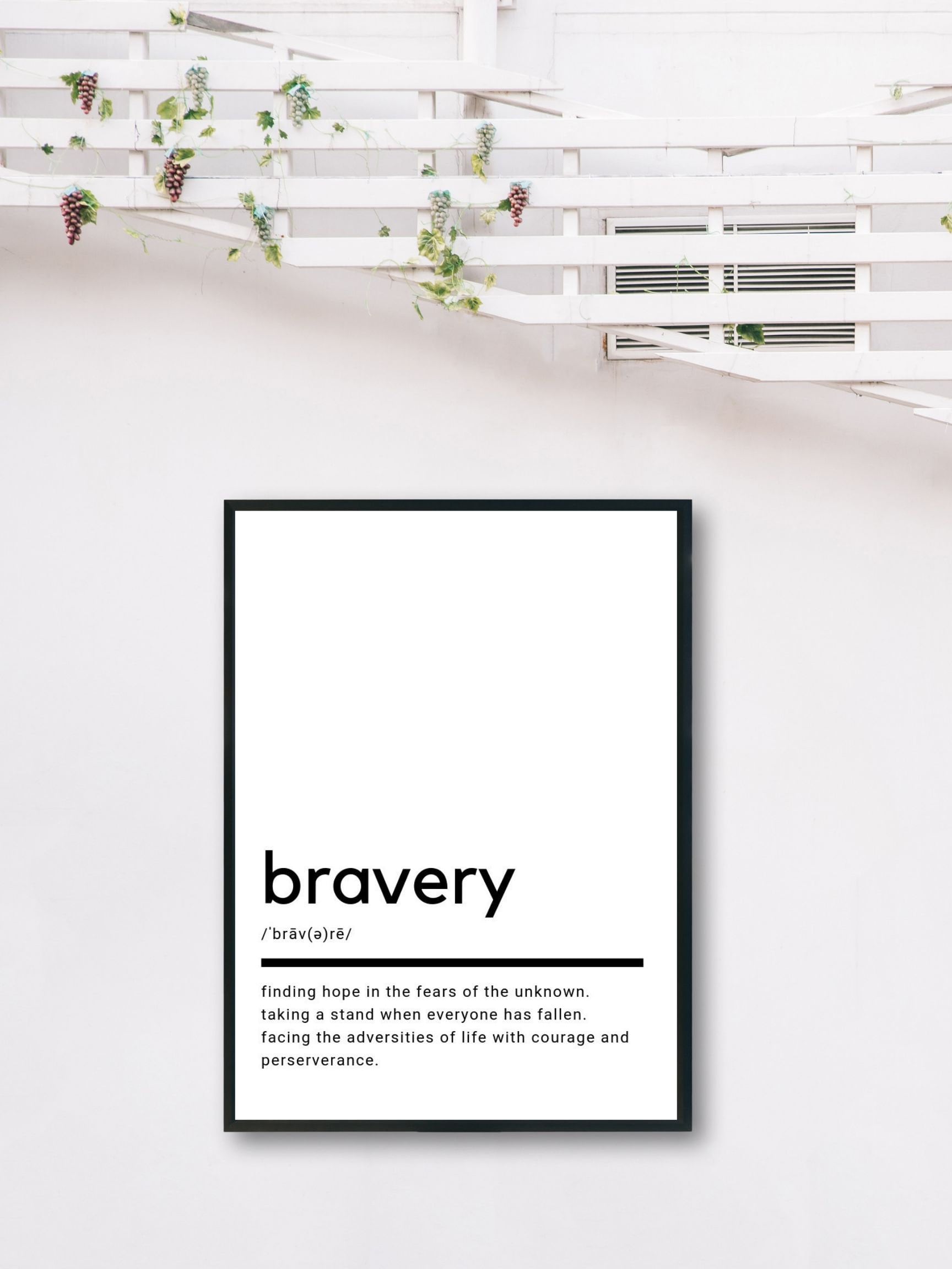 Bravery Definition Printable Wall Art Bravery Poster | Etsy