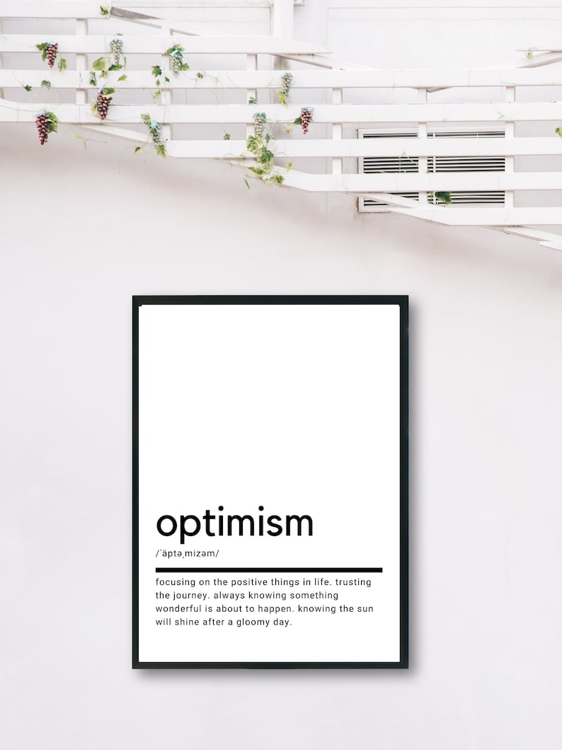 Optimism Definition Printable Wall Art Optimism Poster - Etsy
