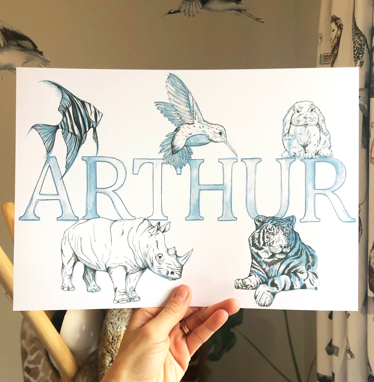 Personalised Animal Name Print Personalised Animal - Etsy