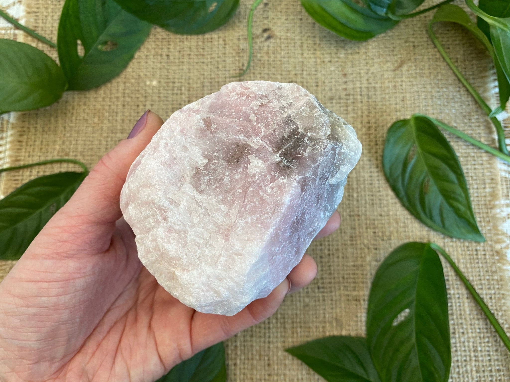 PINK PETALITE, LEPIDOLITE, and quartz crystal. Rough healing crystal ...