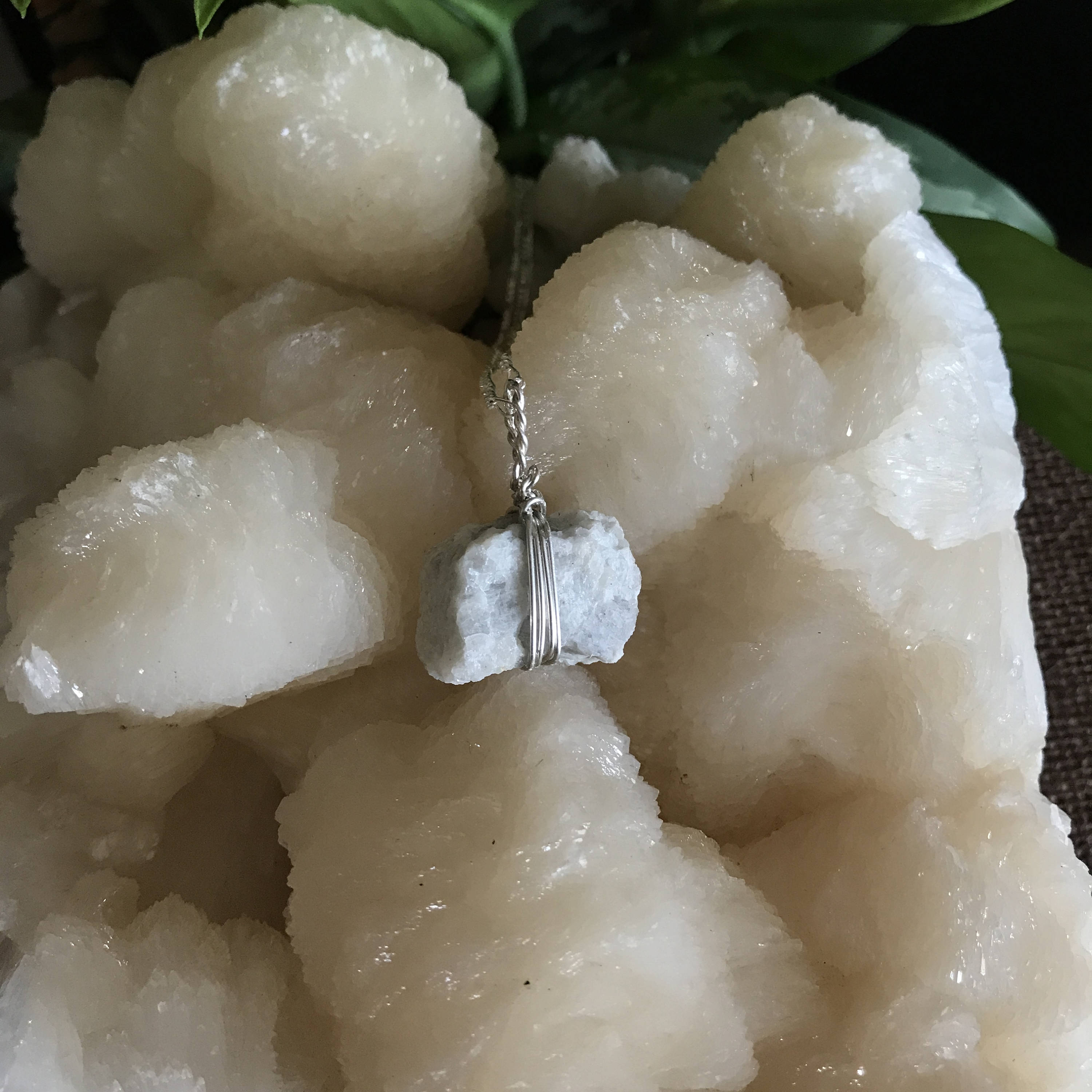Fluorescent Wernerite necklace, unique boho rave festival jewelry, raw ...