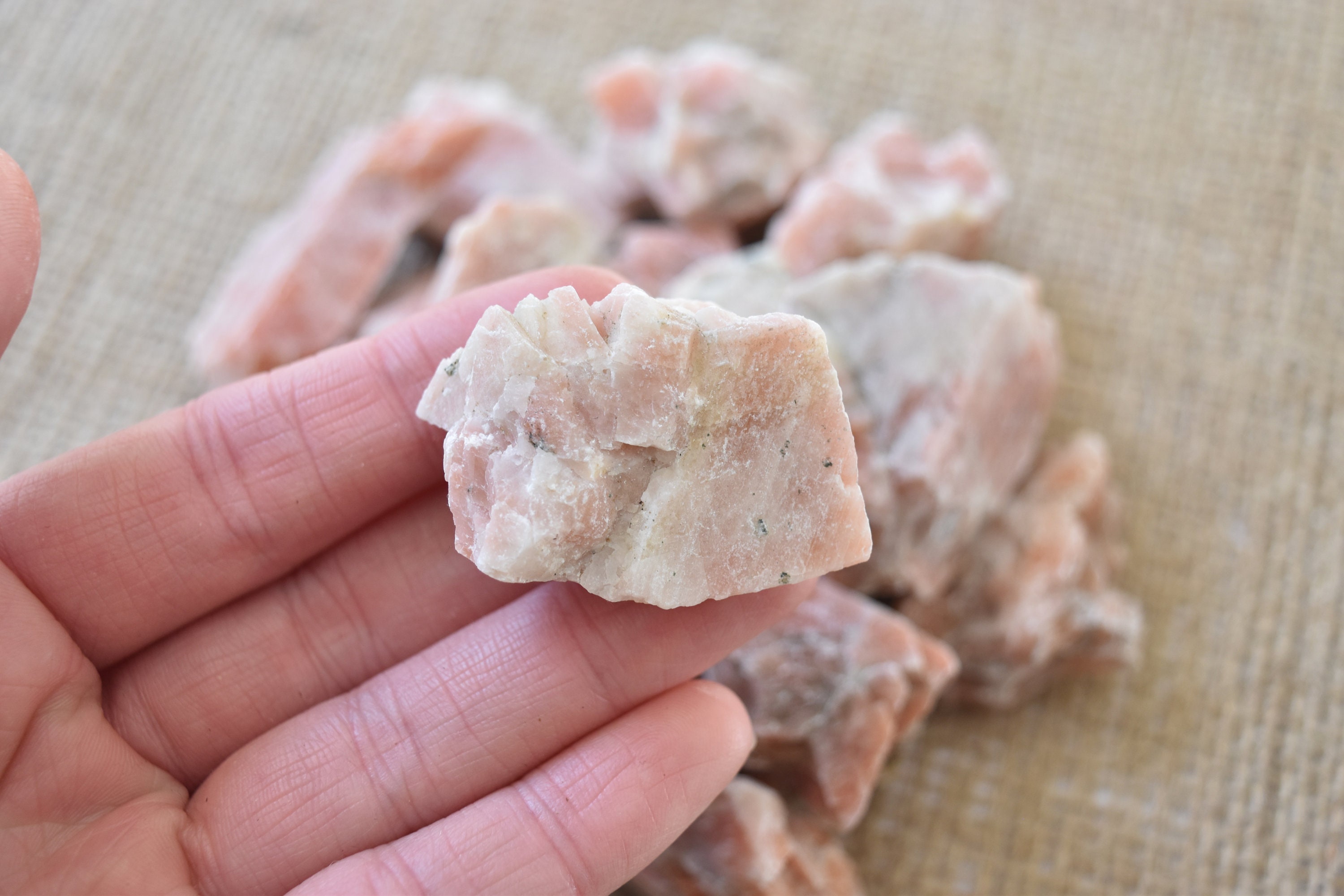 One FLUORESCENT salmon CALCITE crystal. Sterling Hill Mine- New Jersey, Nj.