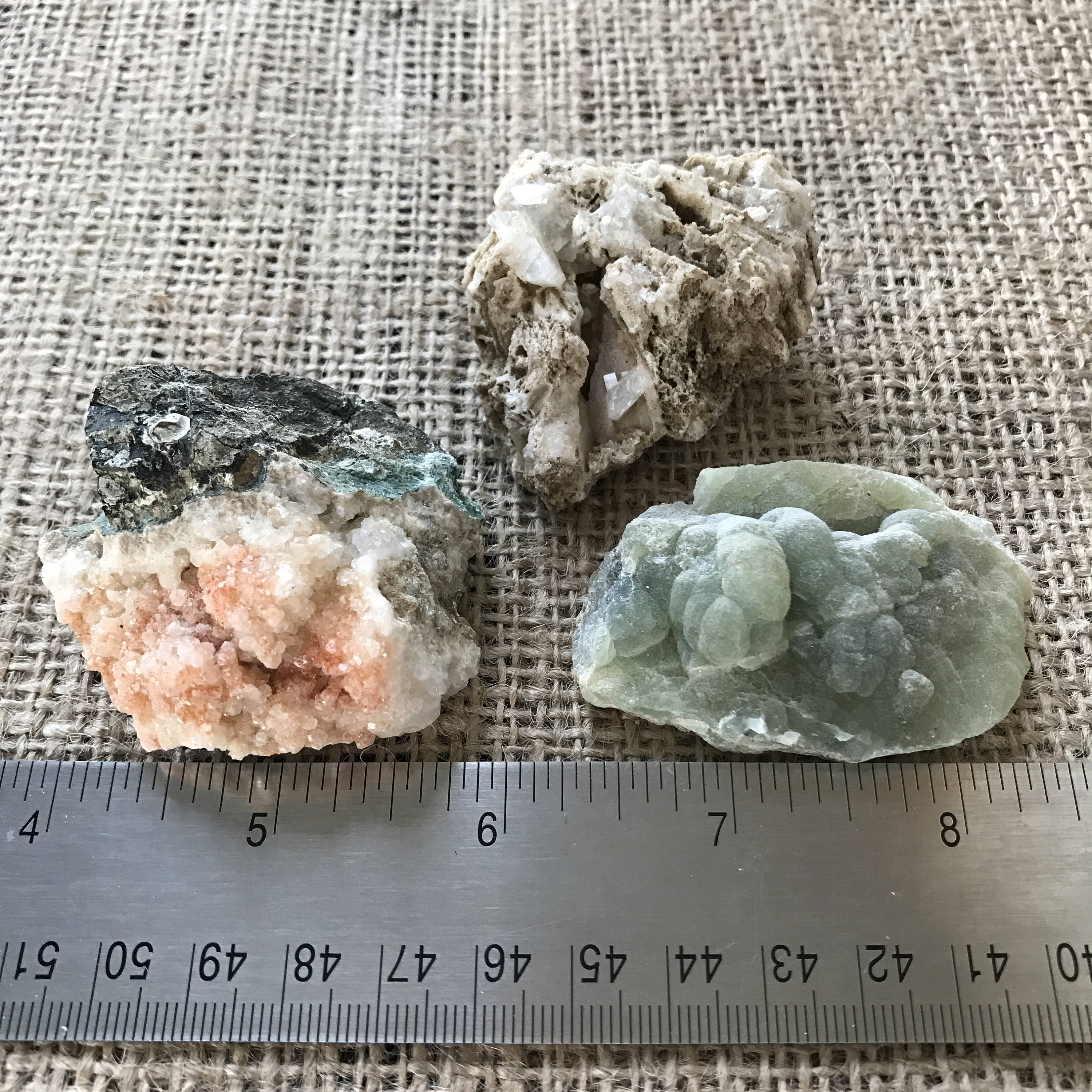 Set of RARE pink analcime, prehnite, and heulandite after anhydrite. 3 ...