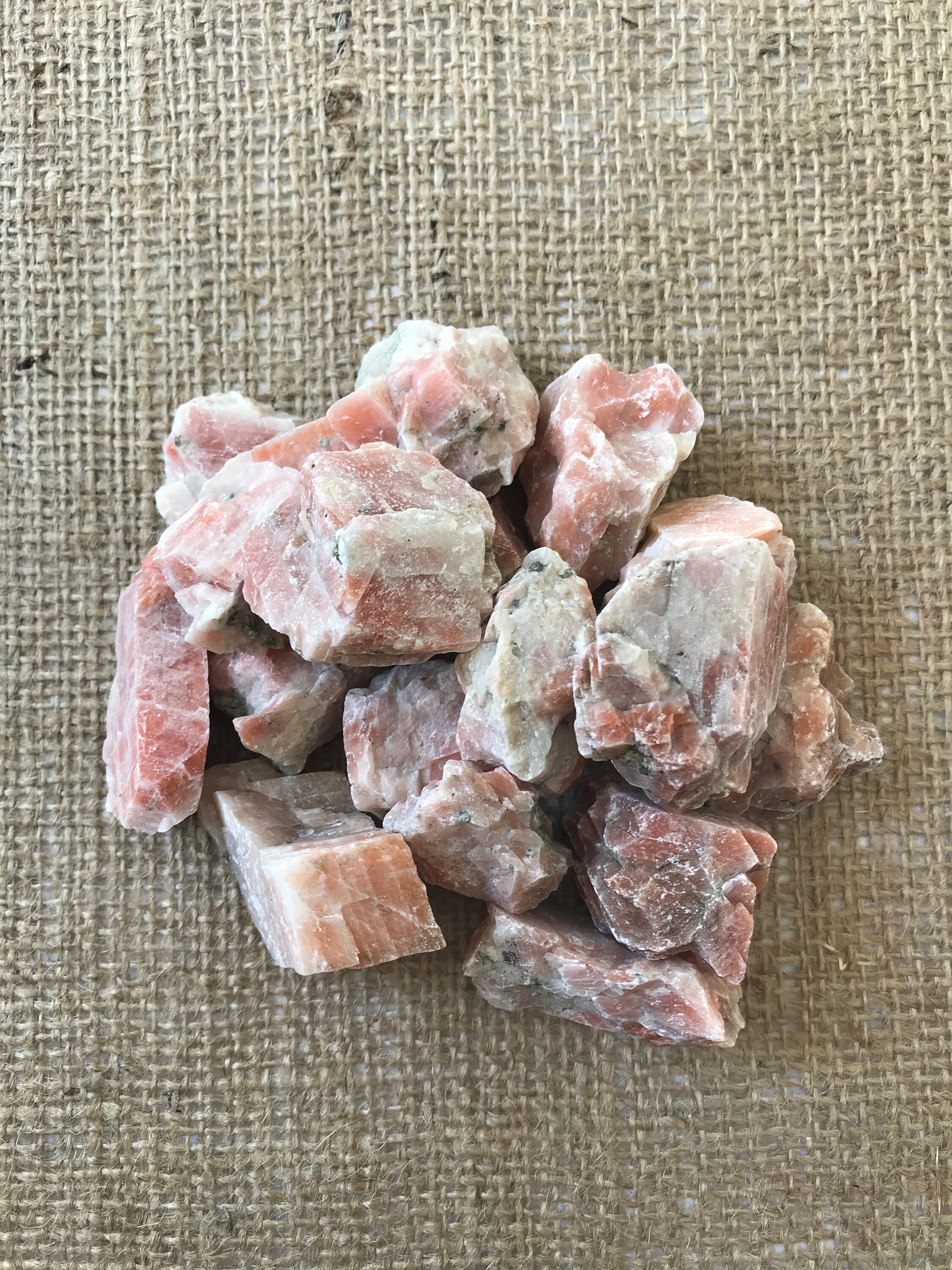 One FLUORESCENT salmon CALCITE crystal. Sterling Hill Mine- New Jersey, Nj.