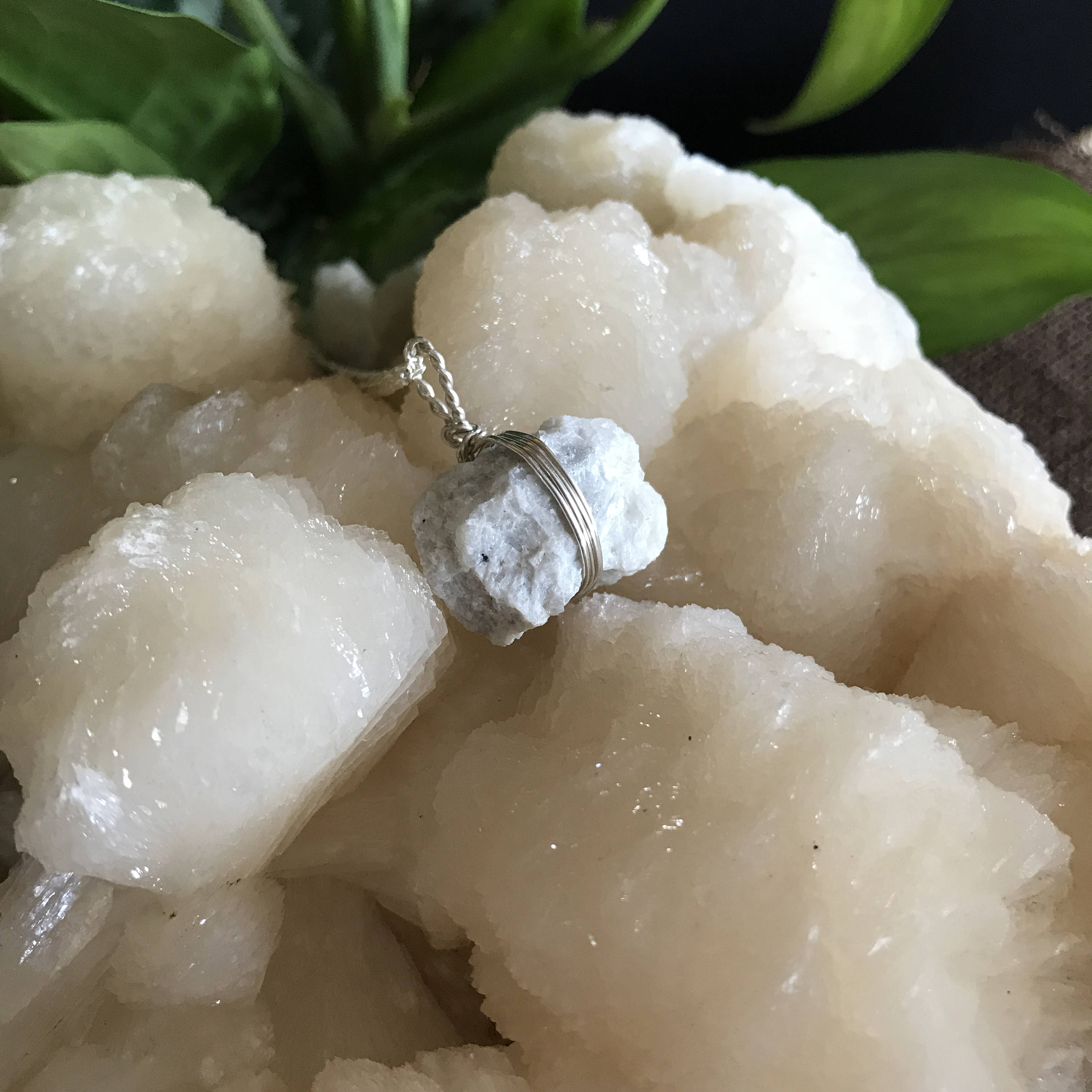 Fluorescent Wernerite necklace, unique boho rave festival jewelry, raw ...