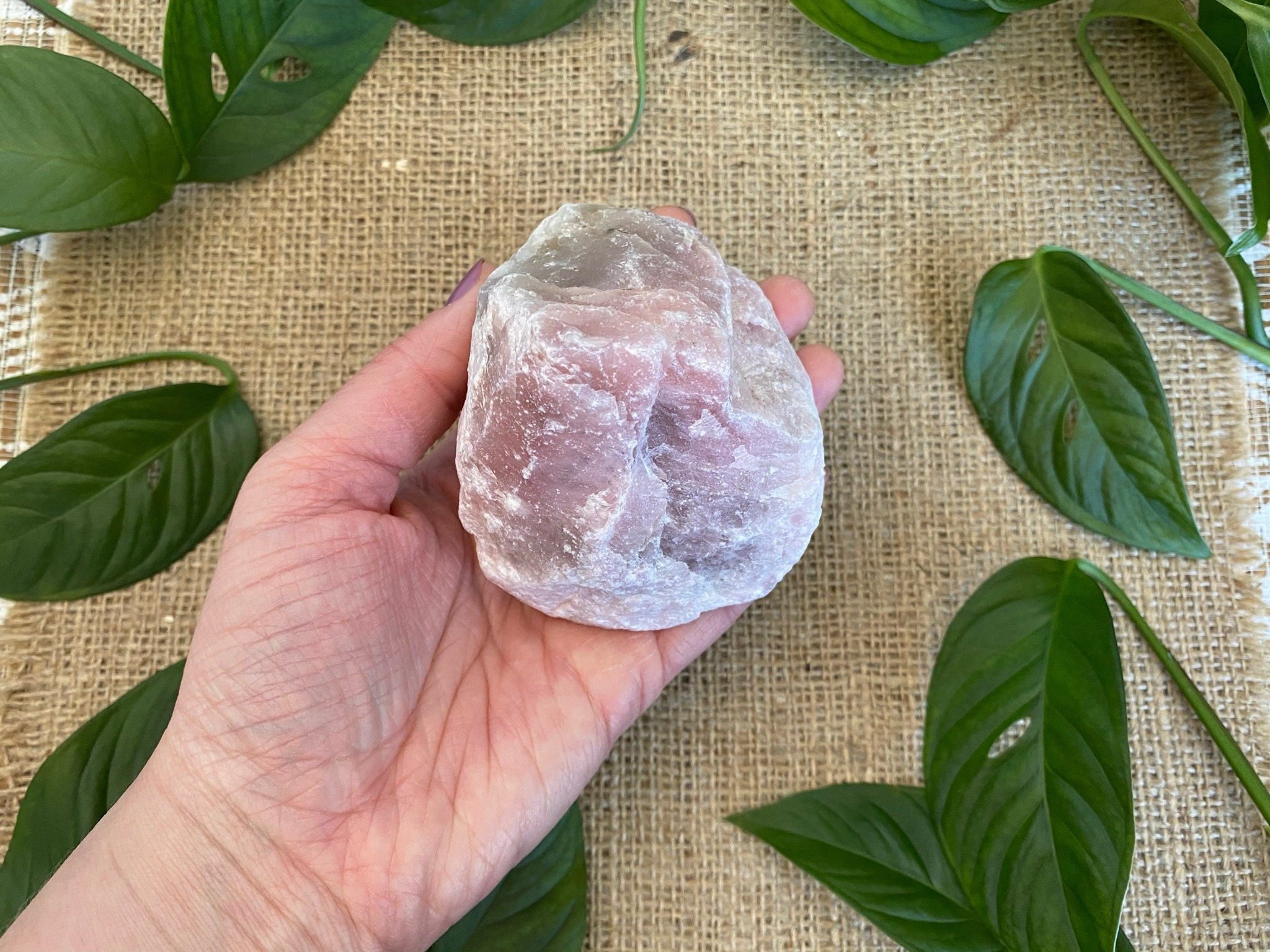 PINK PETALITE, LEPIDOLITE, and quartz crystal. Rough healing crystal ...