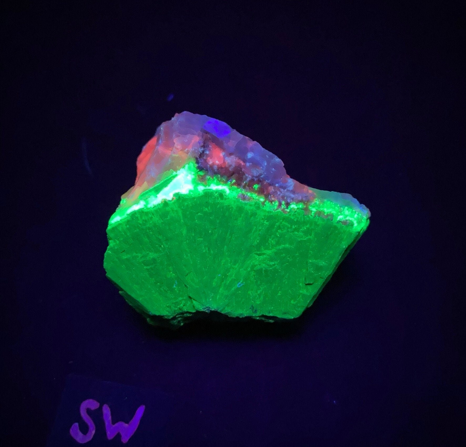 Ultra RARE RADIATING WILLEMITE and Calcite from Zambia. Green, pink ...