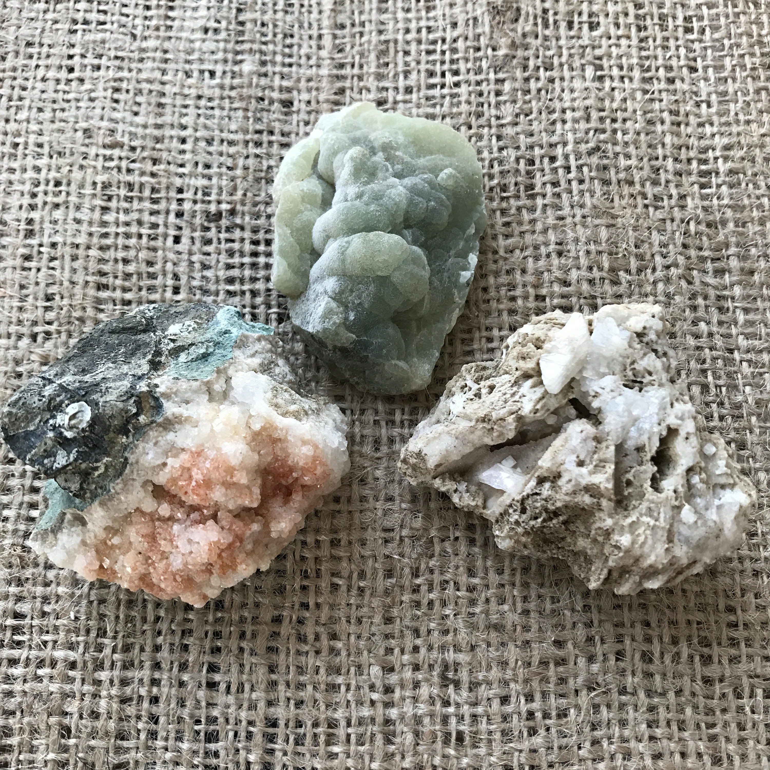Set of RARE pink analcime, prehnite, and heulandite after anhydrite. 3 ...
