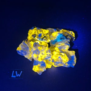 ONE X1 Fluorescent Scapolite & Prehnite Specimen - Yellow, Blue ...