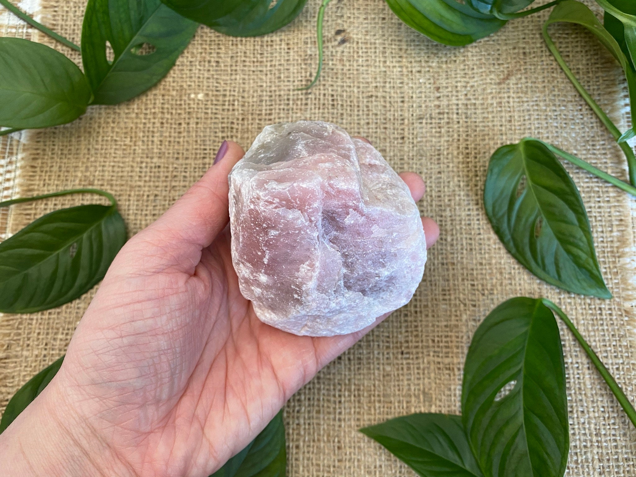 PINK PETALITE, LEPIDOLITE, and quartz crystal. Rough healing crystal ...