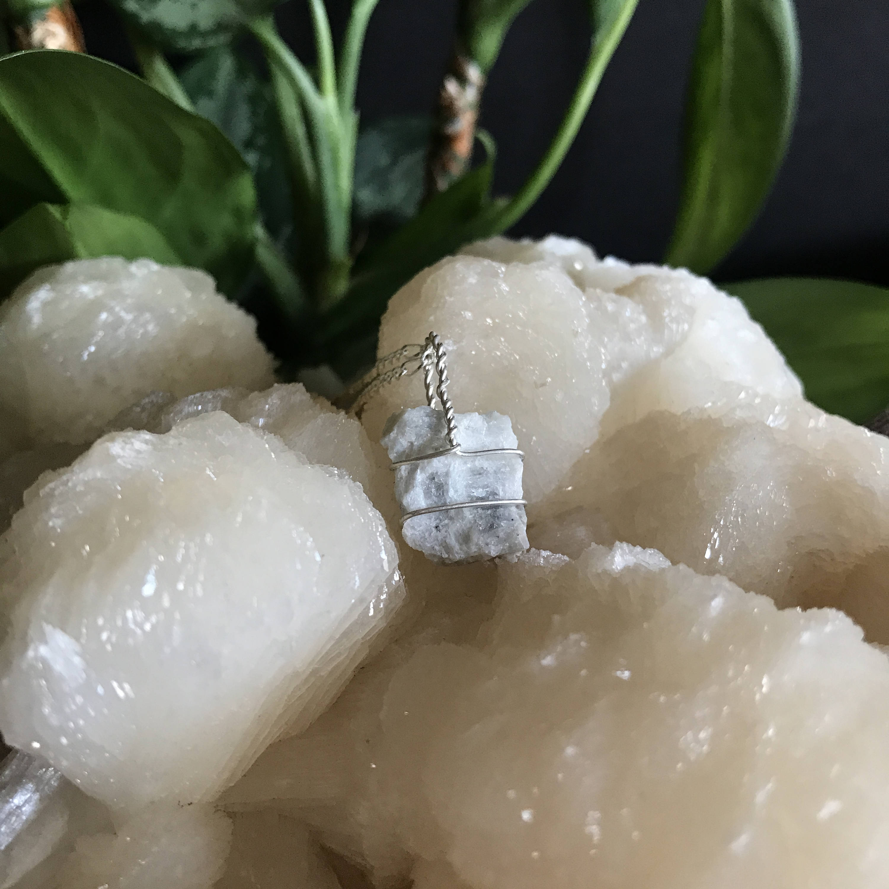 Fluorescent Wernerite necklace, unique boho rave festival jewelry, raw ...