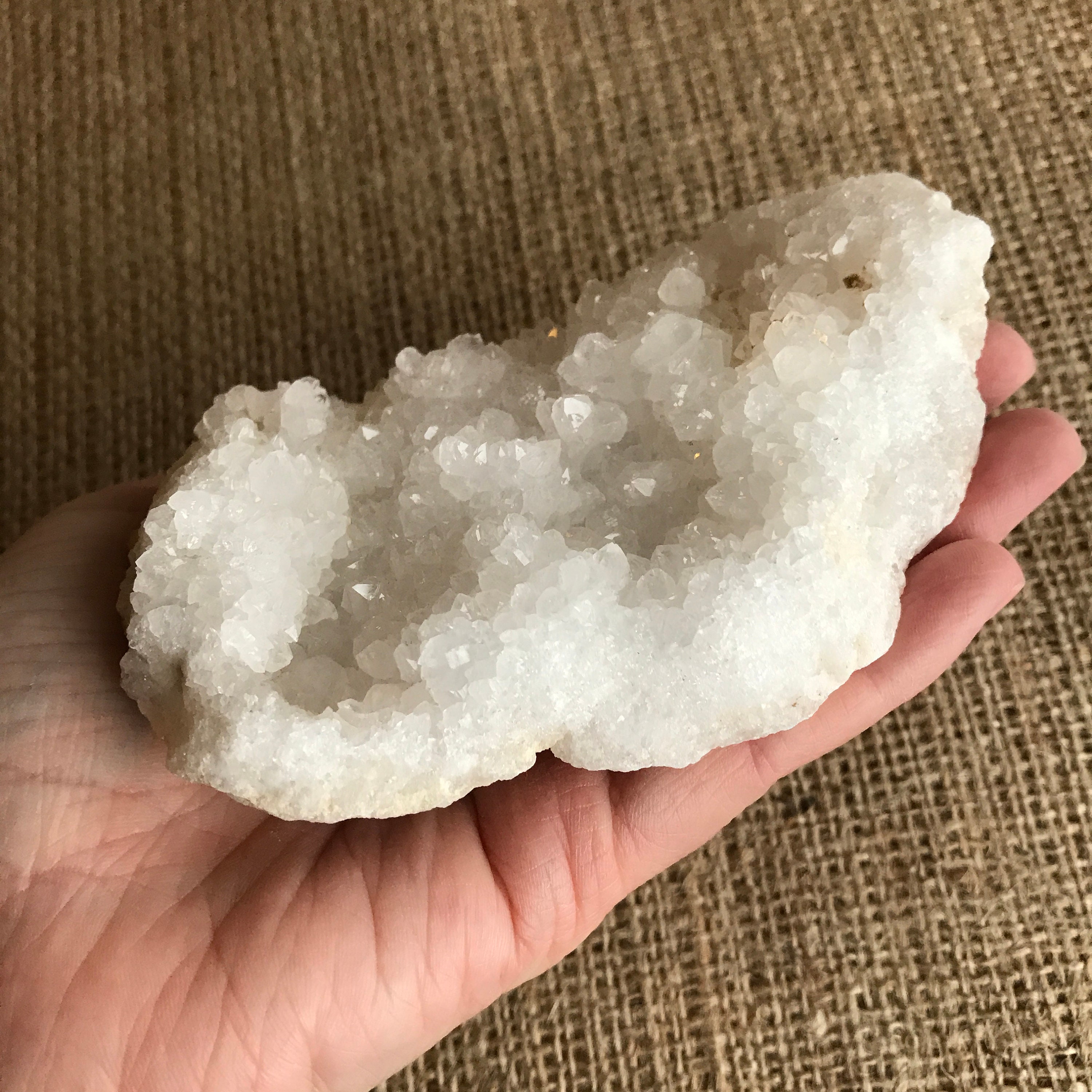 Geode quartz piece. The outside glows yellow under Shortwave and ...