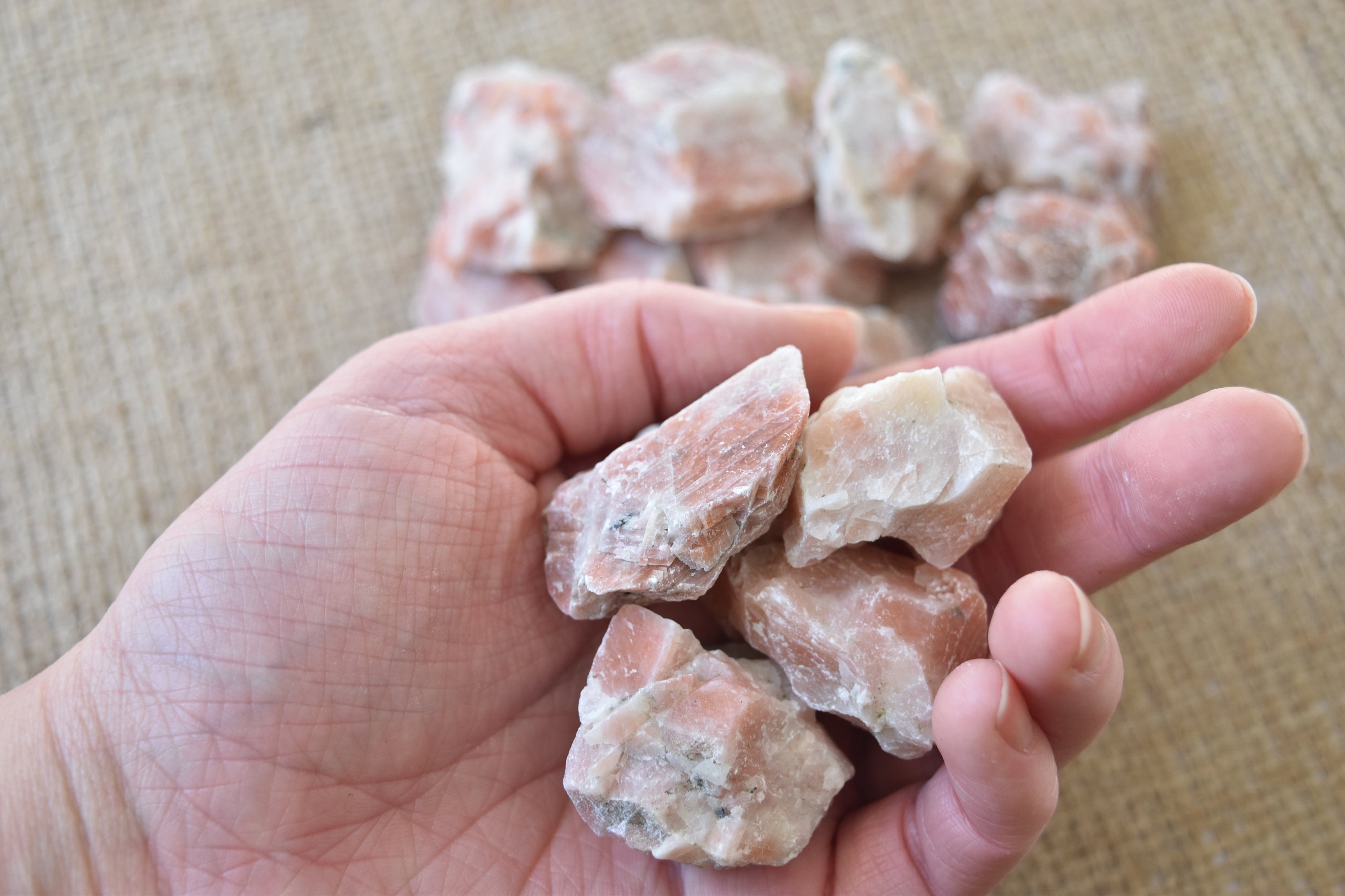 One FLUORESCENT salmon CALCITE crystal. Sterling Hill Mine- New Jersey, Nj.