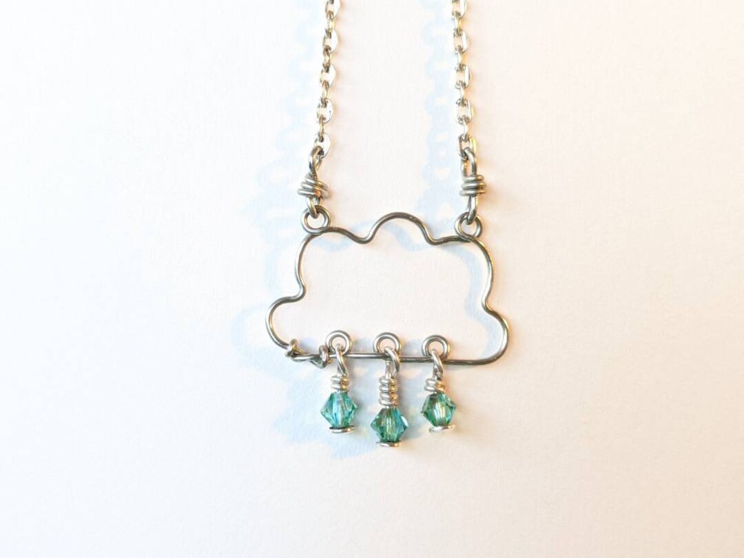 Wire Wrapped Necklace Rain Cloud Necklace Rain Cloud Pendant Swarovski ...