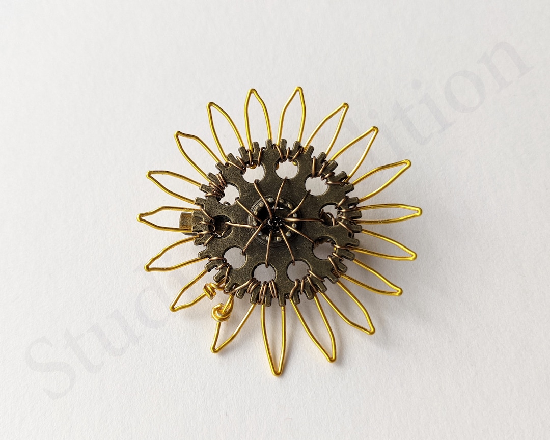 Sun Pin Steampunk Pin Steampunk Sun Metal Gear Mixed Metal Brass ...