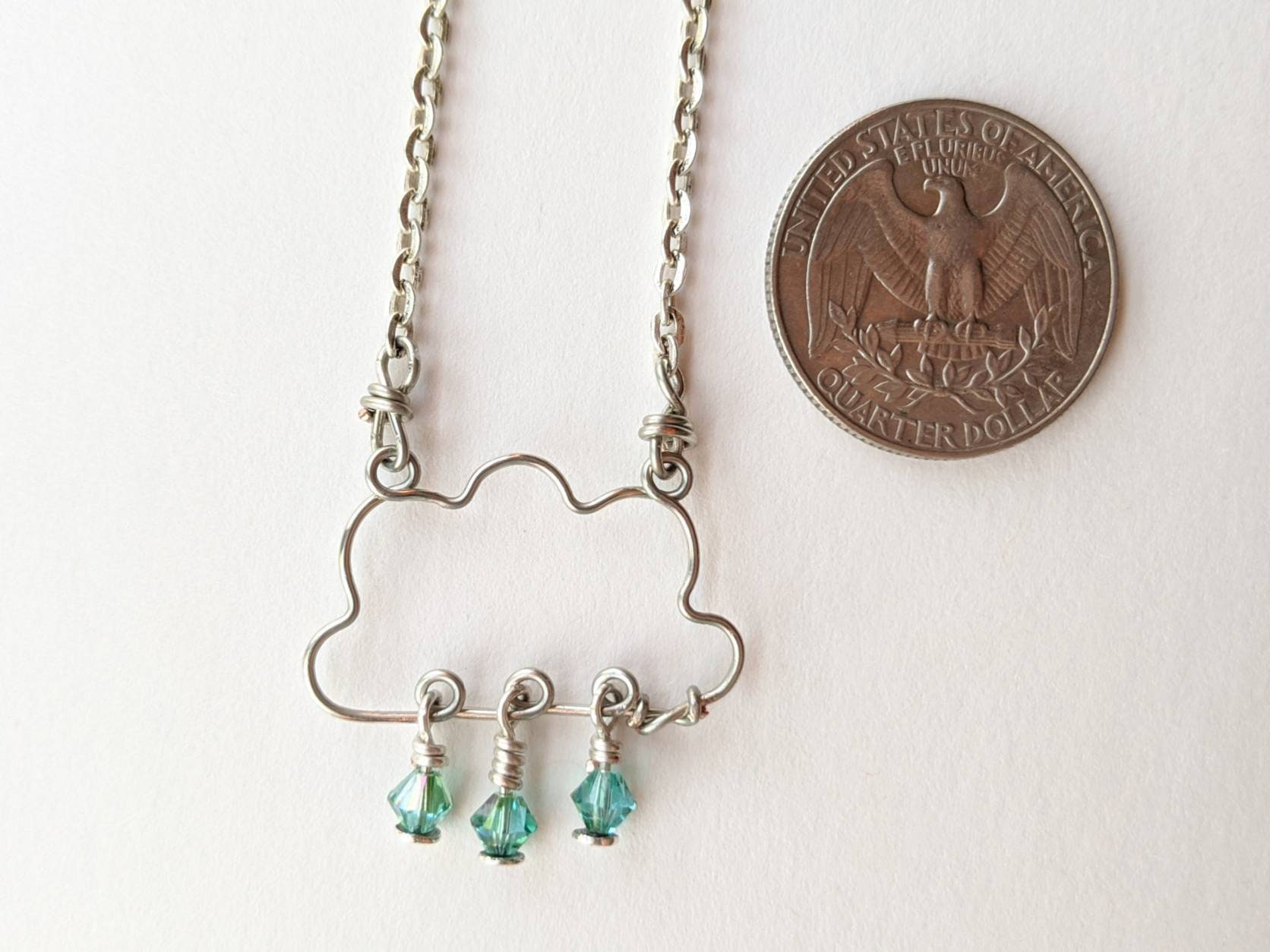 Wire Wrapped Necklace Rain Cloud Necklace Rain Cloud Pendant Swarovski ...
