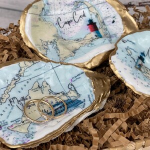 Map of Cape Cod, Nantucket, Martha’s Vinyard Oyster Shell Ring Dish ...