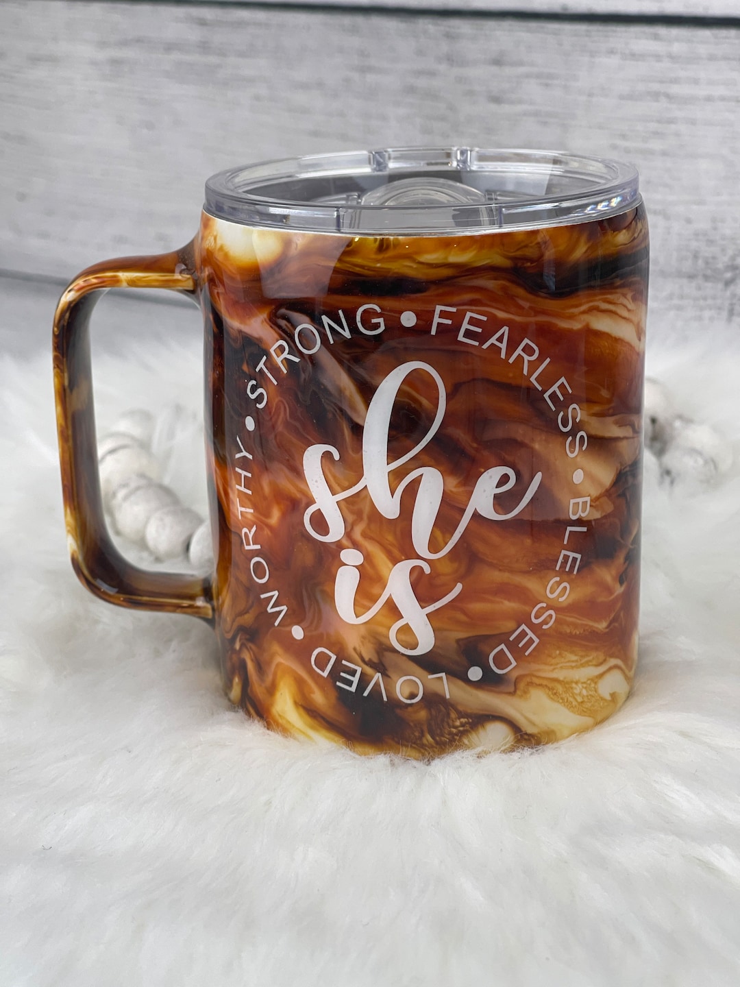 She is Coffee Swirl Alcohol Ink Swirl Epoxy Stainless Steel 12 Oz ...